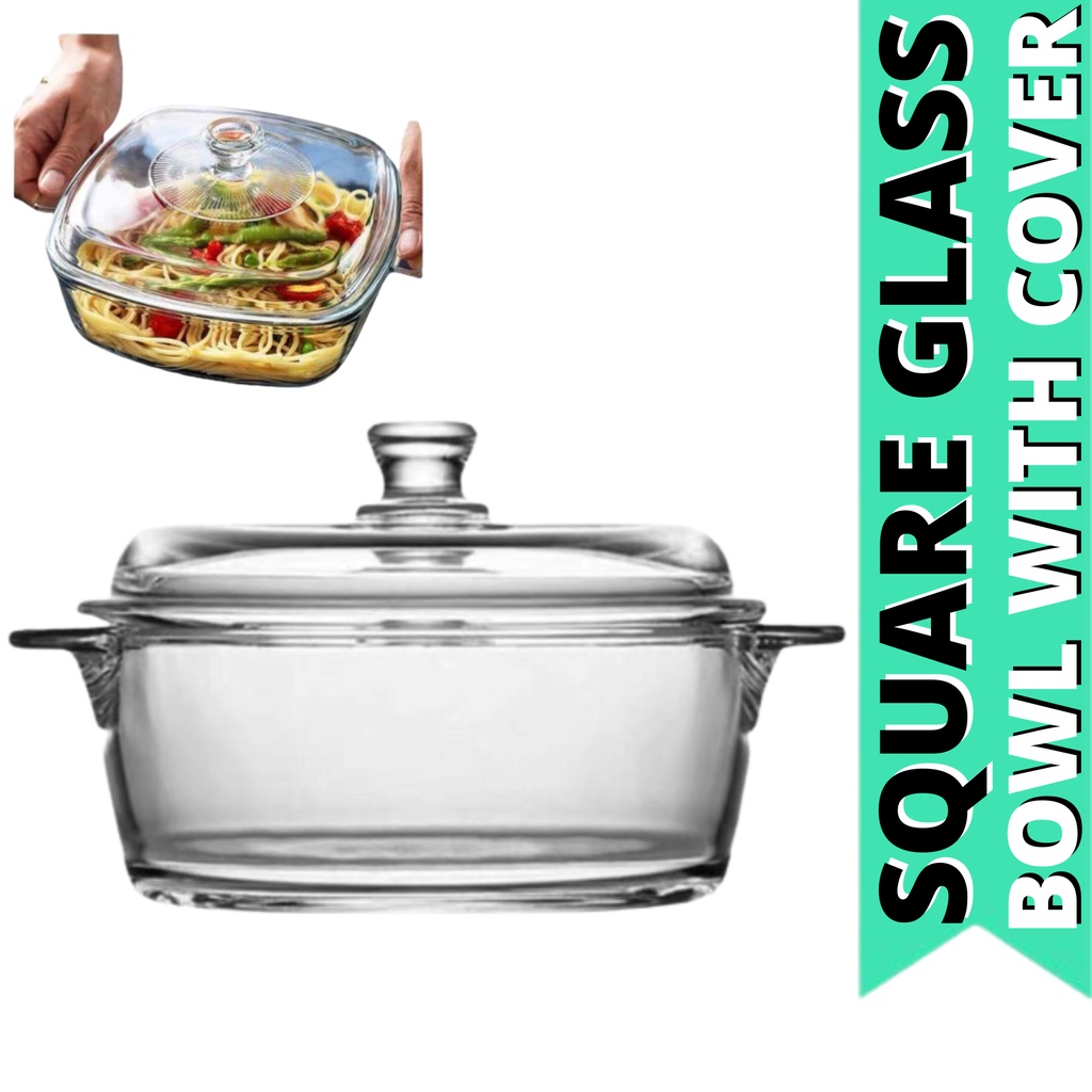 NEW!! High Quality Square Microwaveable Tempered Glass Bowl Transparent ...