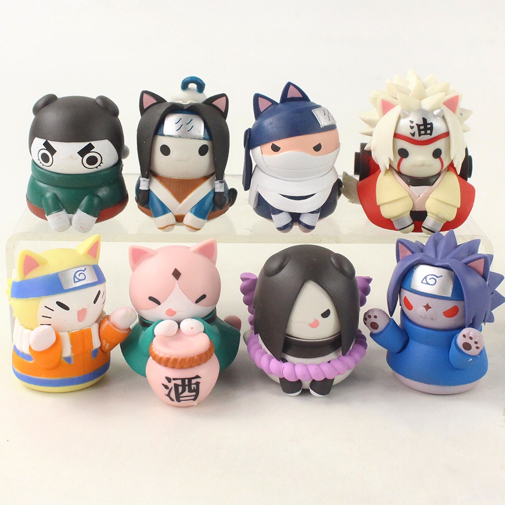 8Pcs/Set Anime Naruto Cat Jiraiya Uzumaki Naruto Gaara Uchiha Sasuke ...