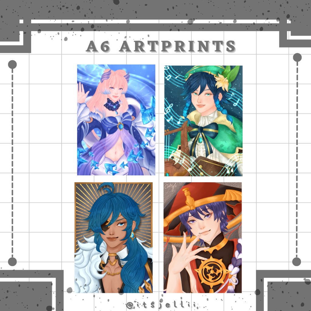 Genshin Impact Art Print Glitter A6 [by.itsjellii] | Shopee Philippines