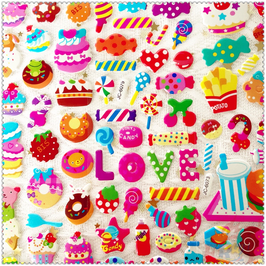Sweet Dessert and Candy Q-1 DIY Rewards Sticker 1 Sheet 3D Puffy Bubble ...
