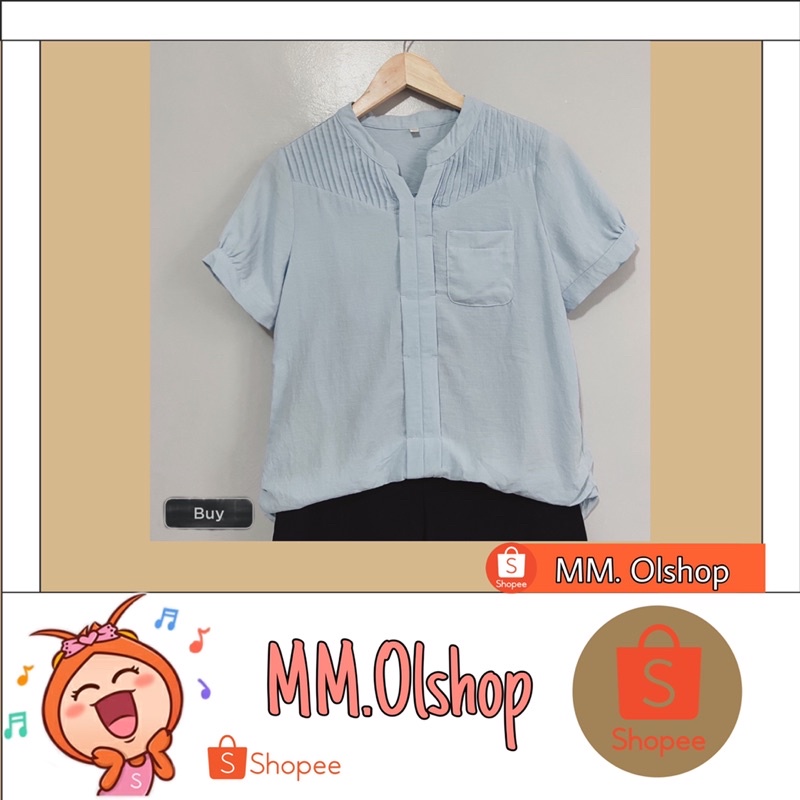 Pastel Color Blouse for Women Light Blue Cute Korean Blouse Adult ...