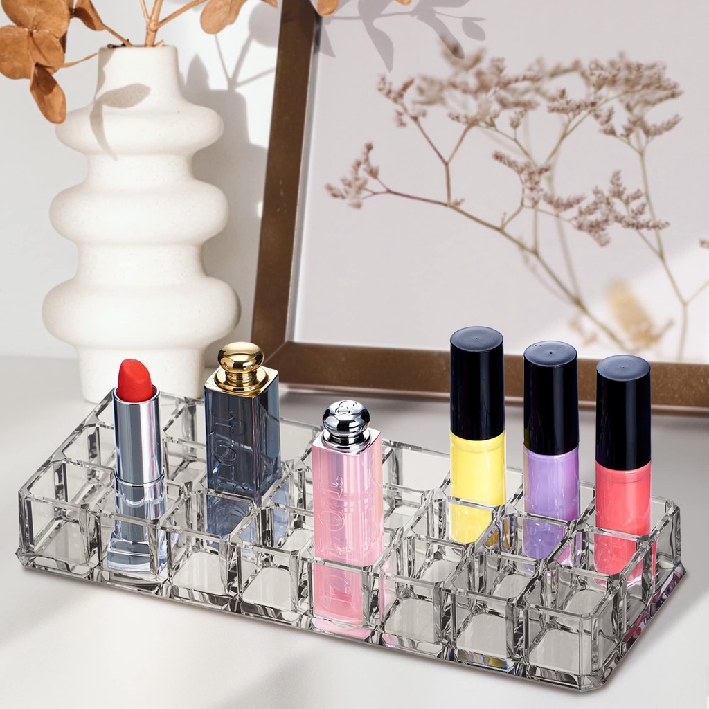 Acrylic 24 Slot Lipstick Organizer Lipstick Holder, Lip Gloss Organizer ...