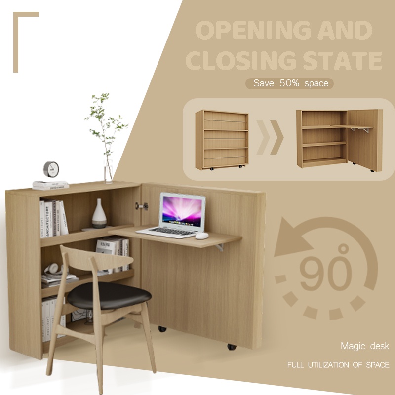 Multifunction 2 in 1 computer study desk foldable cabinet wood ...