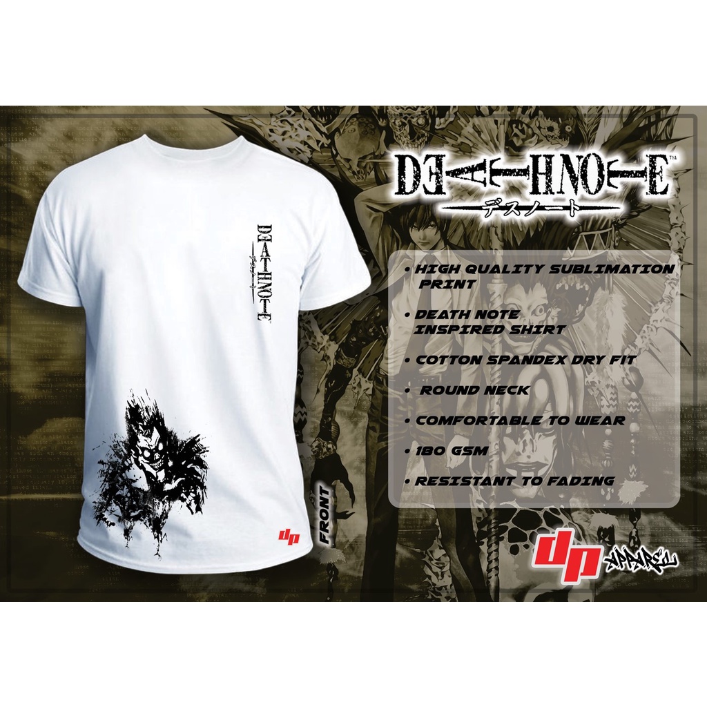DEATH NOTE INSPIRED T-SHIRT | SUBLIMATION PRINT | COTTON SPANDEX DRY ...
