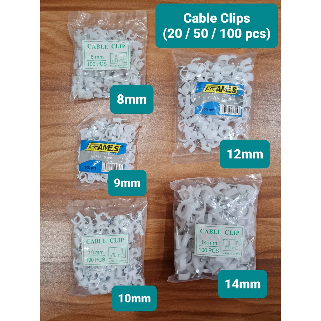 Cable Clips PVC Clamp Round for Round Wires 8mm/9mm/10mm/12mm/14mm (per ...