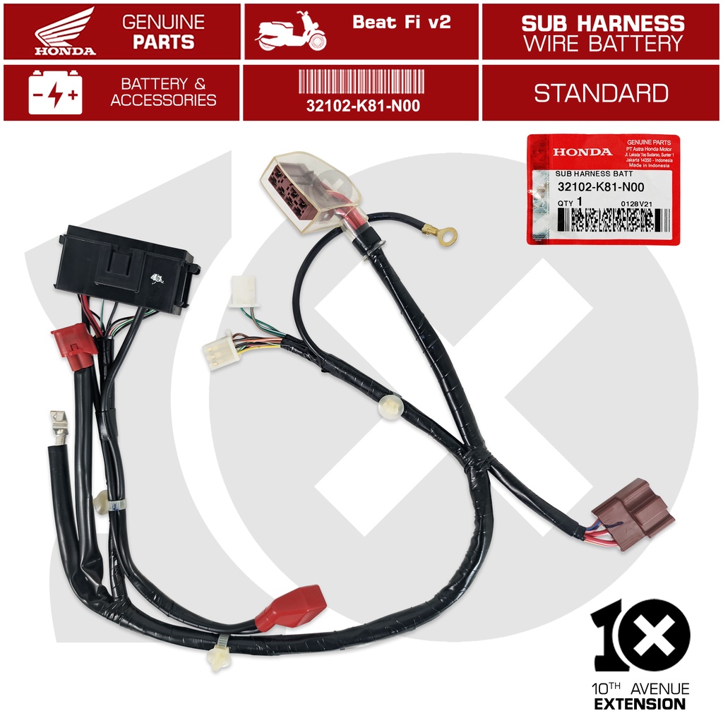 10thX HONDA Genuine Sub Wire Harness Battery Part No.32102-K81-N00 for ...