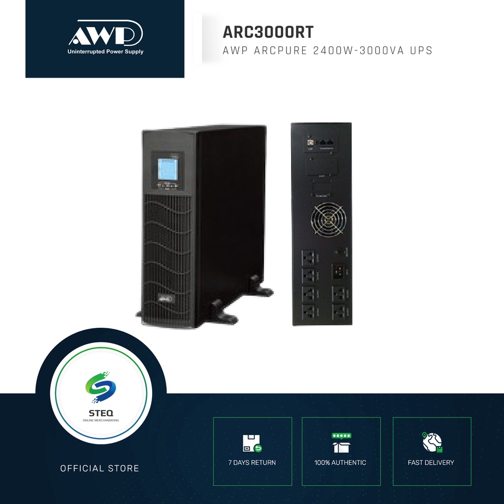 STEQ AWP ARC3000RT UPS ARC Series (LINE INTERACTIVE W/ PURE SINE WAVE ...