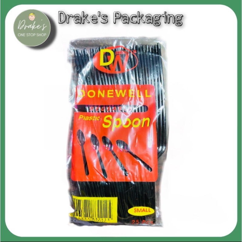 [25pcs] Disposable Spoon and Fork White And Black Spork Set per pack ...