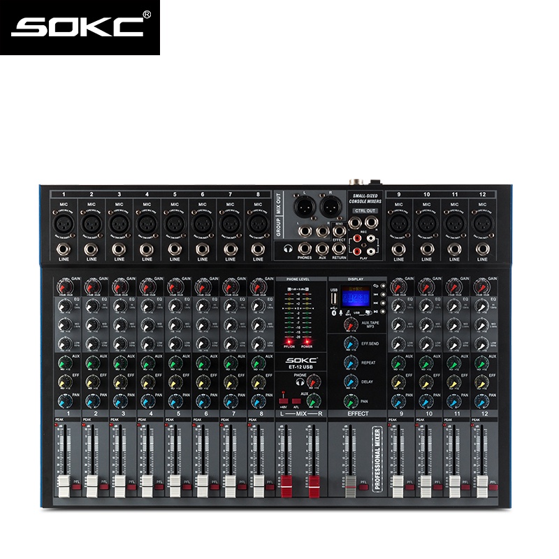 SOKC Mixing console 8/12 Channel Mixer-USB /Bluetooth Professional ...