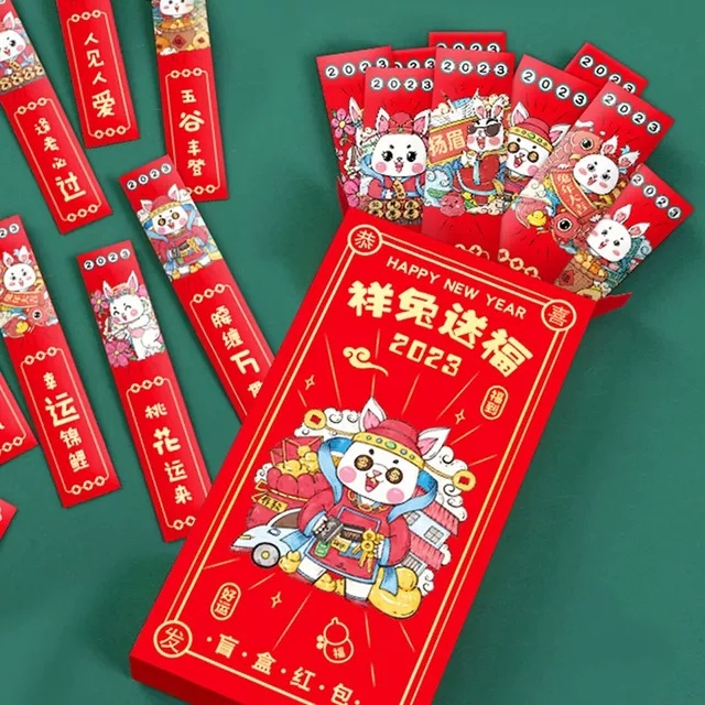 2023 Year of the Rabbit Red Envelope Lucky Tag Draw Blind Box Angpao ...