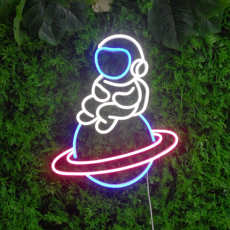 Astronaut Sitting on Planet LED Neon Sign Big Neon Light Sign Neon Wall ...