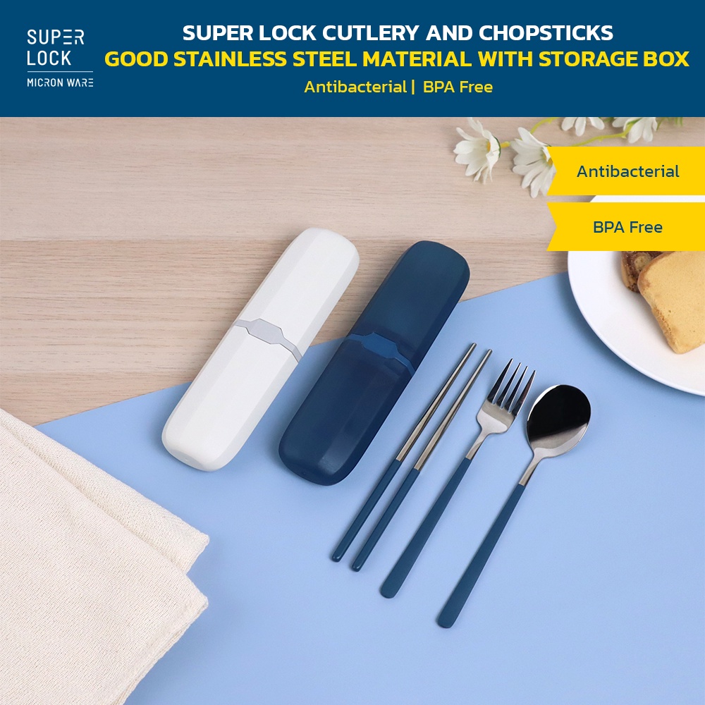 SUPER LOCK CUTLERY AND CHOPSTICKS STAINLESS STEEL WITH PLASTIC CASE ...