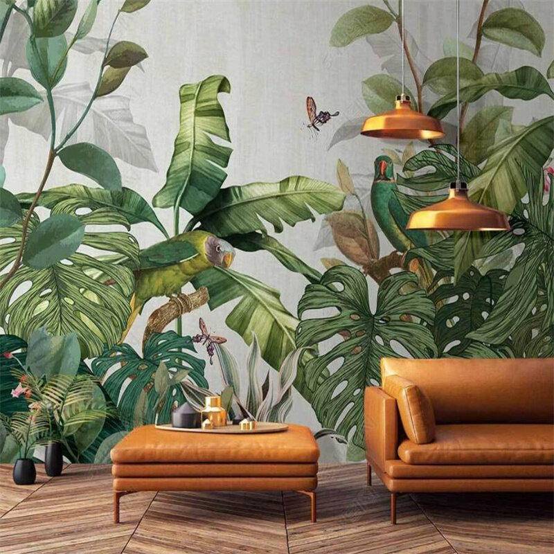 Custom Hand Painted Tropical Rainforest Southeast Asia Jungle Plant