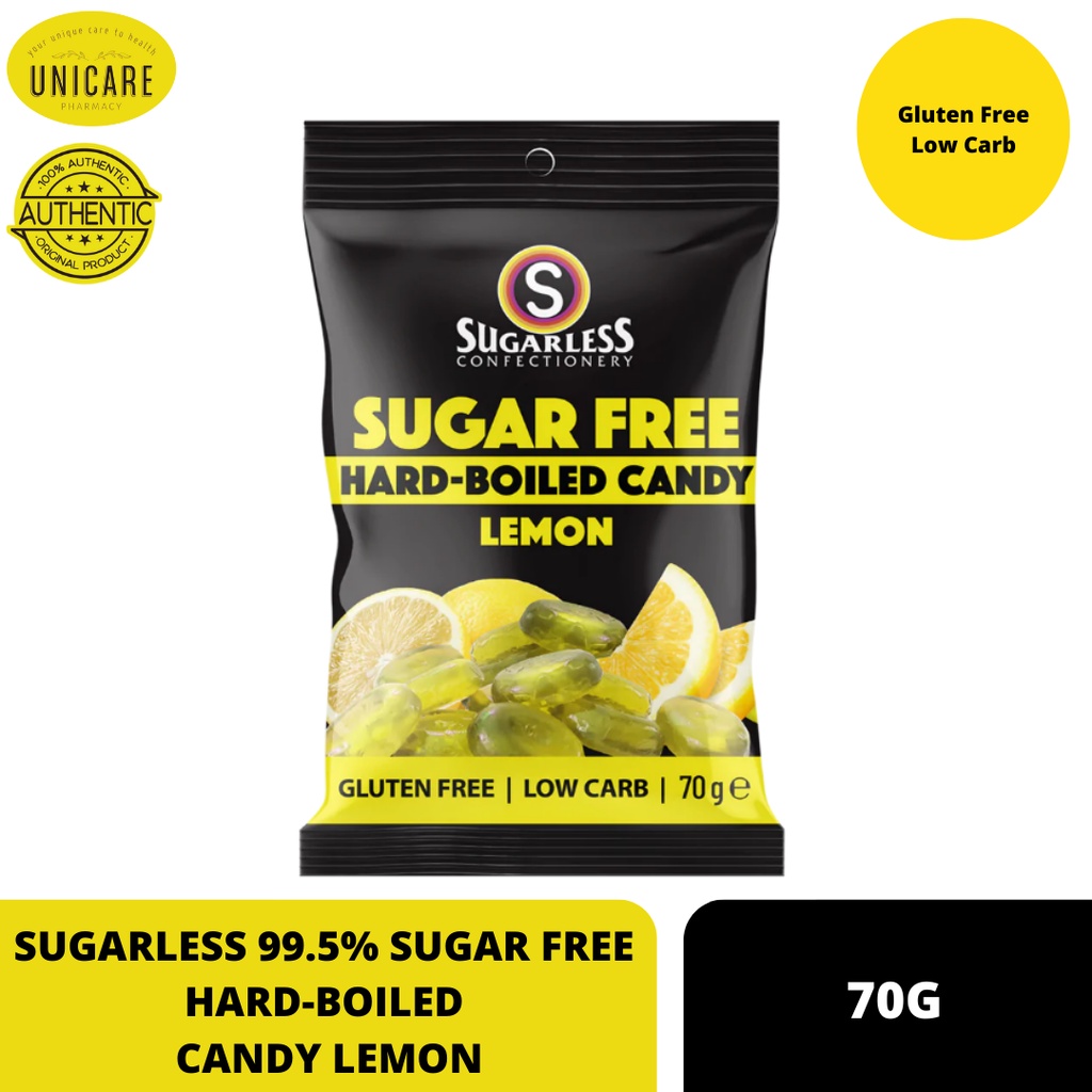 SUGARLESS 99.5% SUGAR FREE HARD-BOILED CANDY LEMON 70G | Shopee Philippines