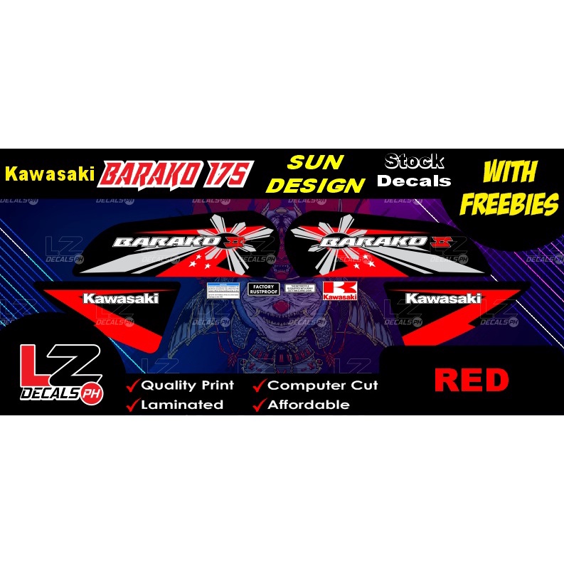 Kawasaki Barako 175 (Sun Design) Stock Decals / Stickers with Freebies ...