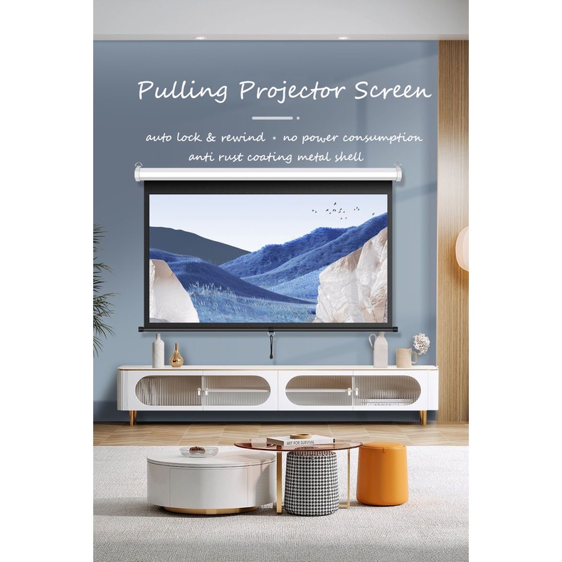 Firberglass Projector Screen Pull Down 100 inch 16:9 HD | Shopee ...