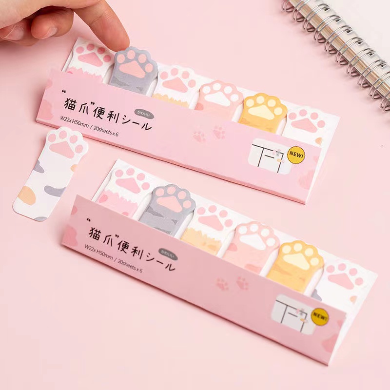 120 sheets Creative Cat's Paw Sticky Notes Cute Event-Recording Sticky ...