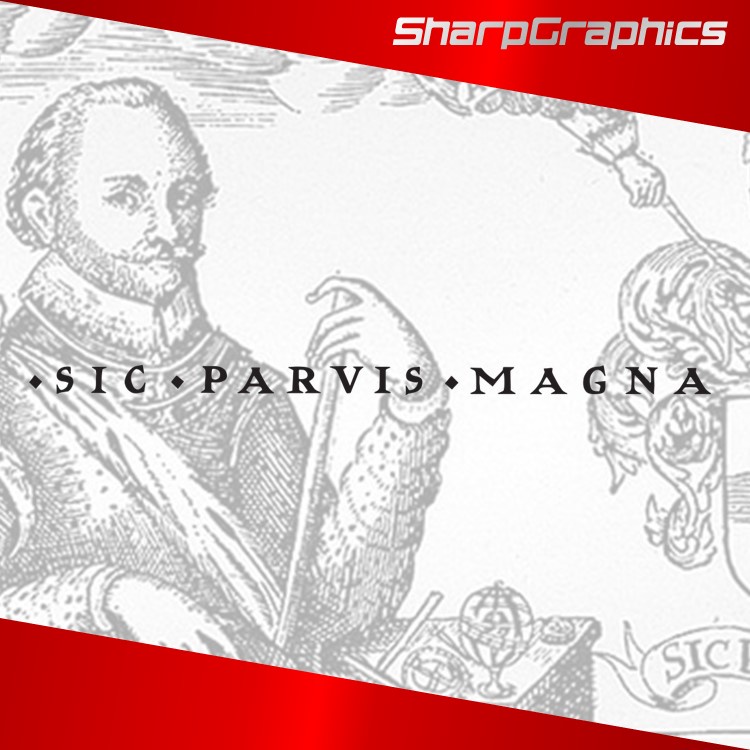 Sic Parvis Magna Greatness from small beginnings Francis Drake Sticker ...