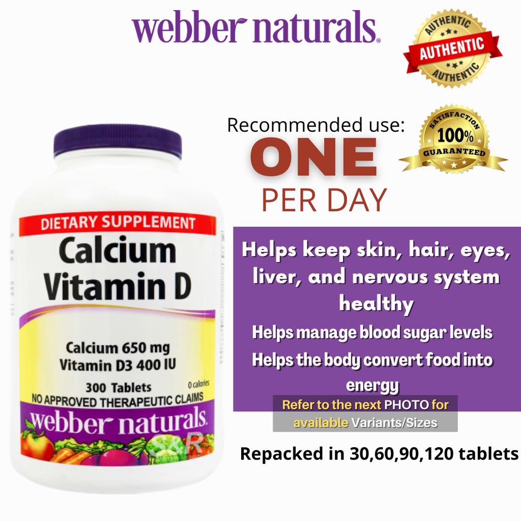 Webber Naturals Calcium 650mg Vitamin D3 400 IU | Shopee Philippines