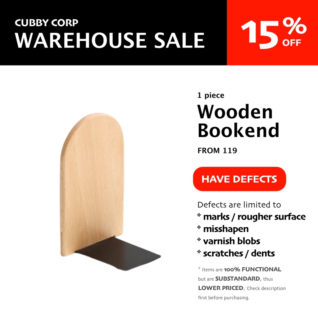 [Substandard] 1 piece Wooden Minimalist Bookend Organize Book Desk Wood ...