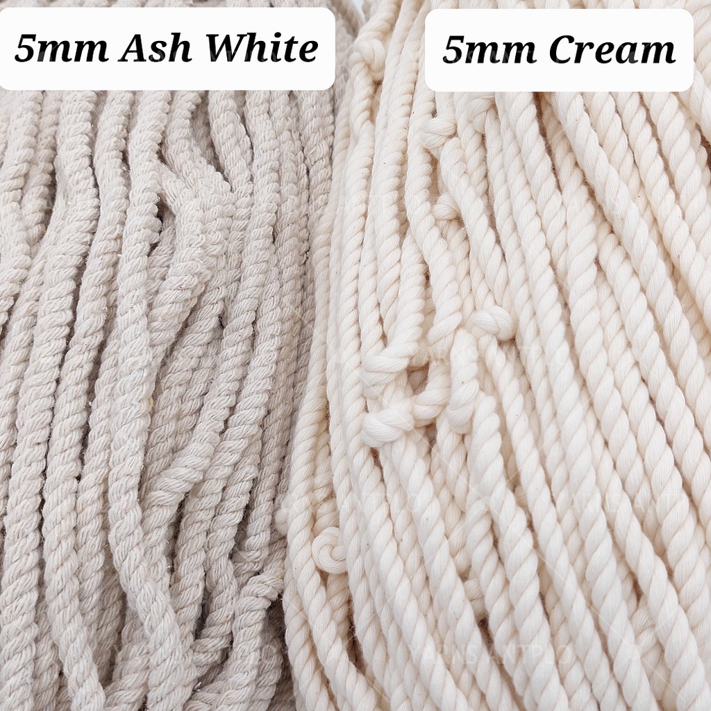 Yarns Art: MACRAME COTTON TWISTED CORDS/ ROPE - COLOR ASH - 5MM/6MM/8MM ...