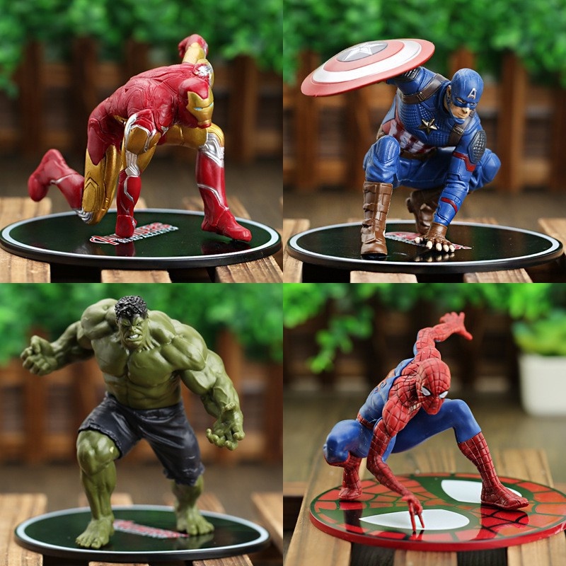 Anime Avengers 4 Action Figure Spider Man Hulk Iron man Captain doll ...