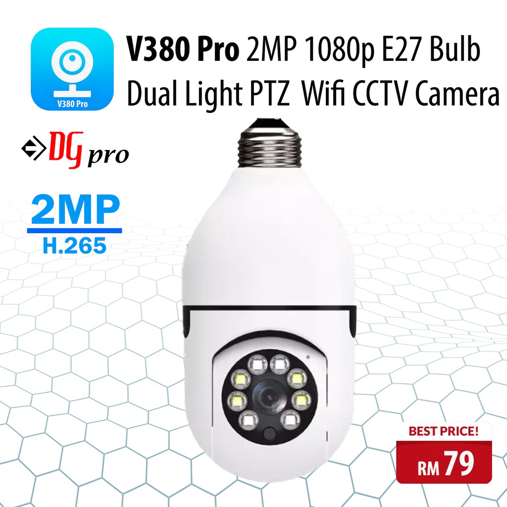 2MP 1080p E27 Bulb Type Dual Light Color Night Vision PTZ Wireless Wifi ...