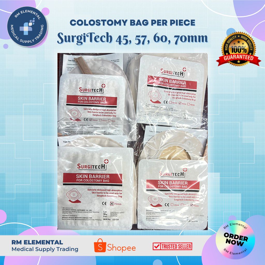 (piece) Colostomy Bag SURGITECH (45mm, 57mm, 60mm, 70mm) SOLD PER PIECE ...