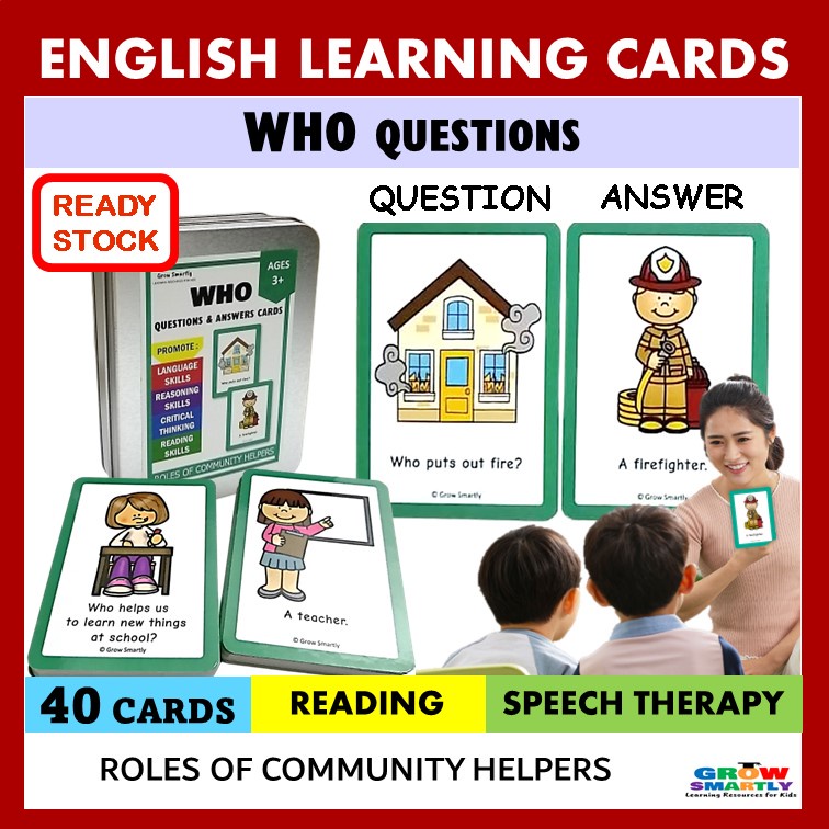 Who WH Question English Flash Card For Kids Occupation Speech Therapy ...