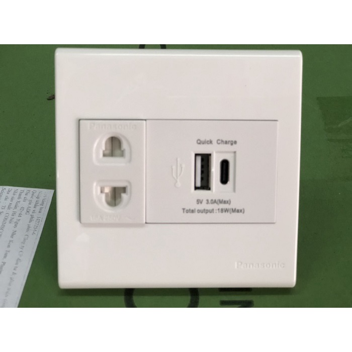 Panasonic 5V-3A (18W) wall-mounted power outlet, USB charger, USB typeC ...
