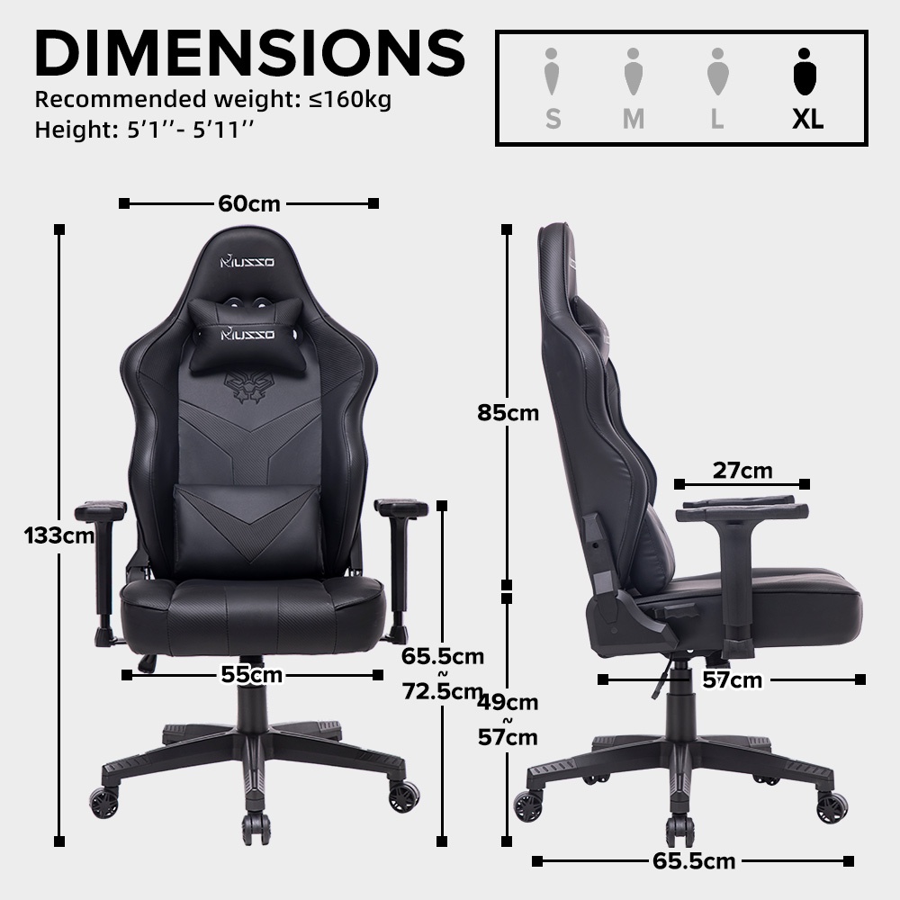 MUSSO Retro Series 249C Gaming Chair with Panther Embroidery Heavy Duty ...