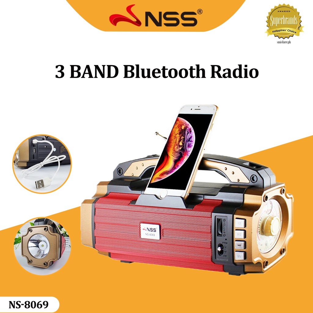 NSS RADIO Portable Rechargeable 3 BAND Bluetooth Radio FM/AM/SW ...
