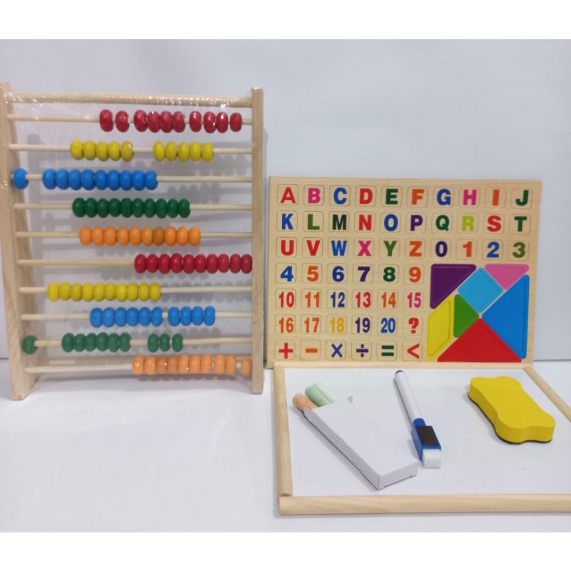 Educational Wood Toy Set- Abacus, Whiteboard and Learning Board ...