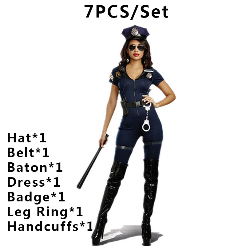 Black Short Sleeve Jumpsuit Female Police Uniform Sexy Women Sexi ...