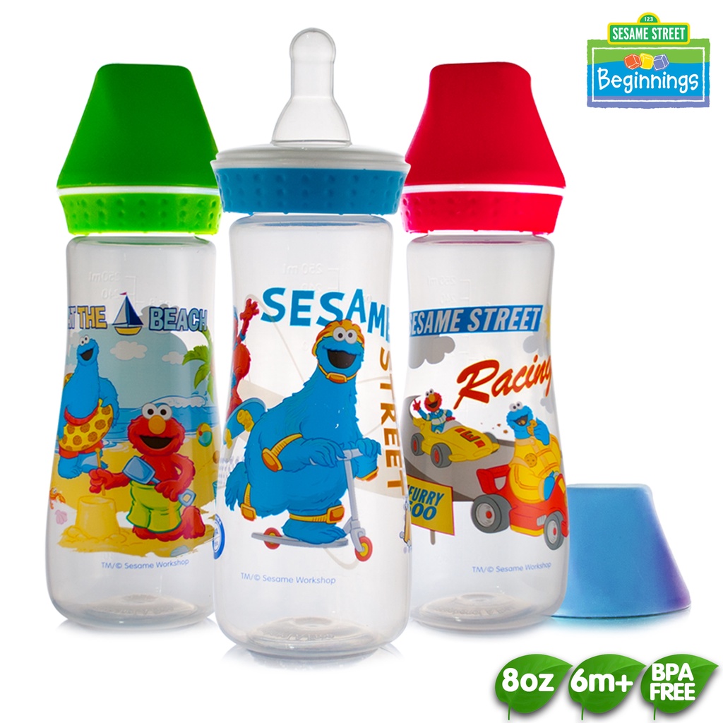 Sesame Beginnings 8oz Regular Feeding Bottles with Medium Flow Silicone ...