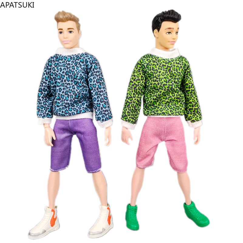 1/6 Doll Clothes For Ken Boy Doll Outfits Leopard Blouse Top & Short ...