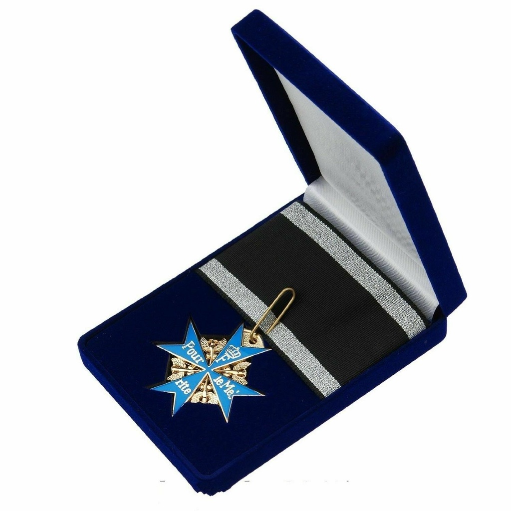 WWI WW1 GERMAN ARMY BLUE MAX MEDAL BADGE WITH RIBBON CLASSICAL REPRO ...