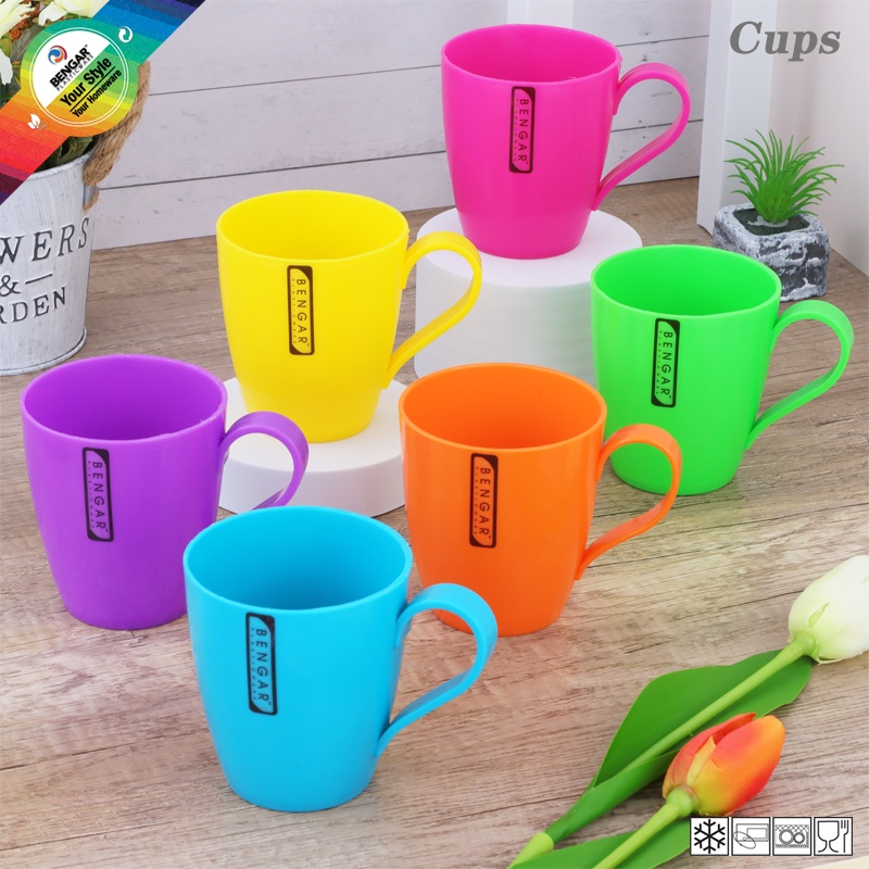 Hqc Colorful Plastic Mugs Durable For Coffee Reusable Baso Tasa ...