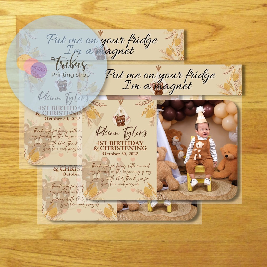 Boho Theme Personalized Ref Magnet for Christening Baptism Birthday ...