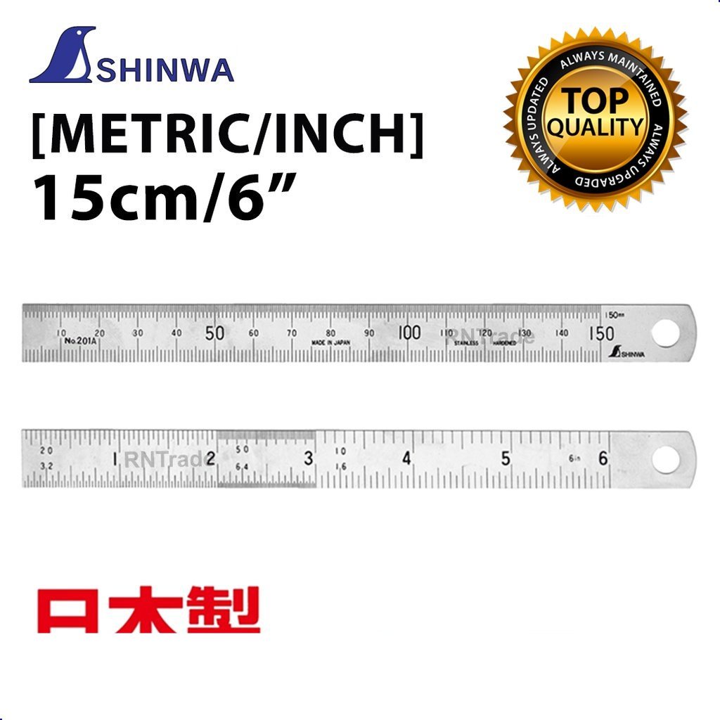 Stainless Steel Ruler Shinwa 150mm / 6" H-201A, Made in Japan | Shopee Philippines