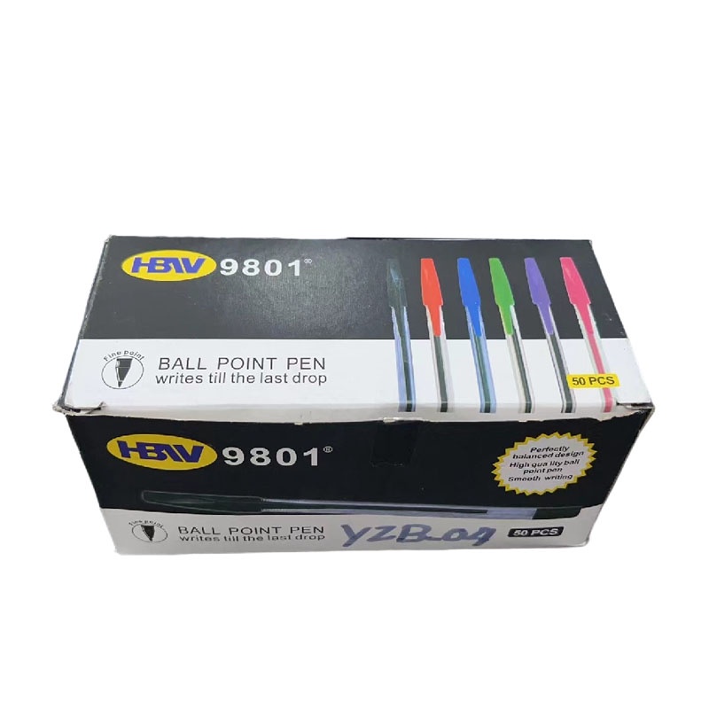 HBW 9801/2000 Ball Point Pen Black Ballpen for School Office Supplies ...