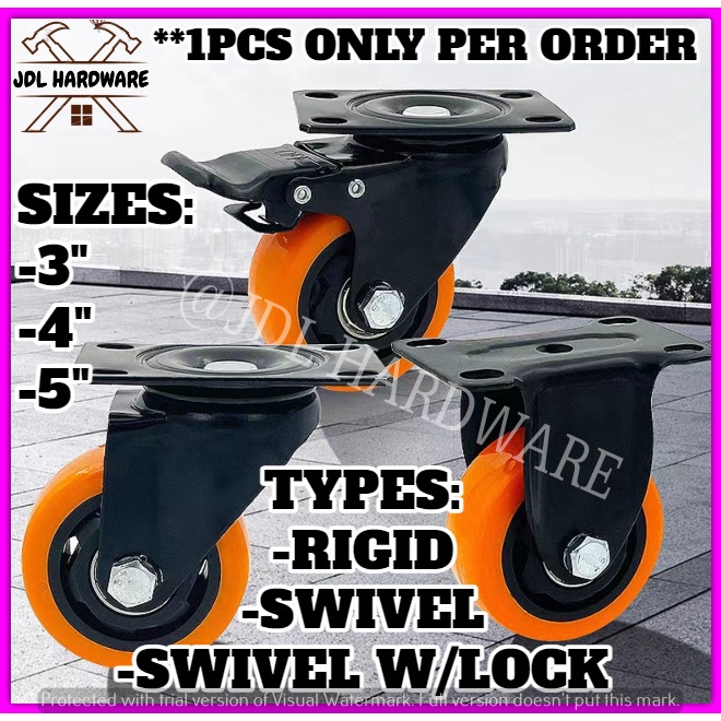 3110 1PCS PVC Orange Caster Wheel Rigid/Swivel/Swivel with Lock Orange ...