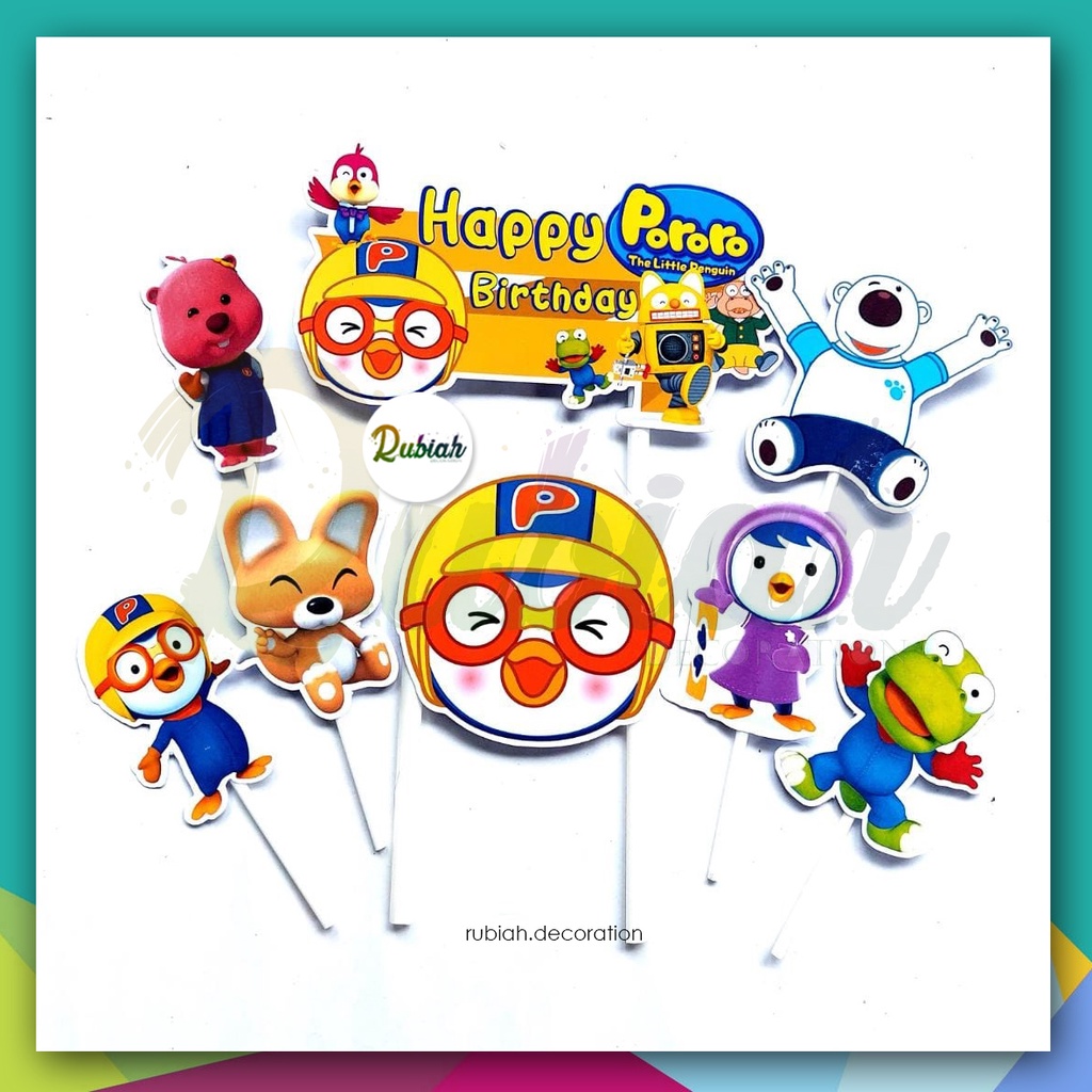 Pororo Cake Topper 1 set / Happy Birthday Birthday Cake decoration ...