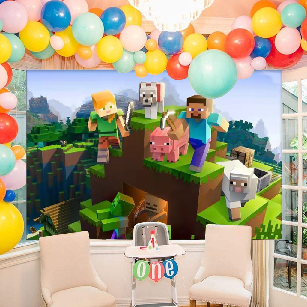 Minecraft party decoration backdrop poster party supplies happy ...