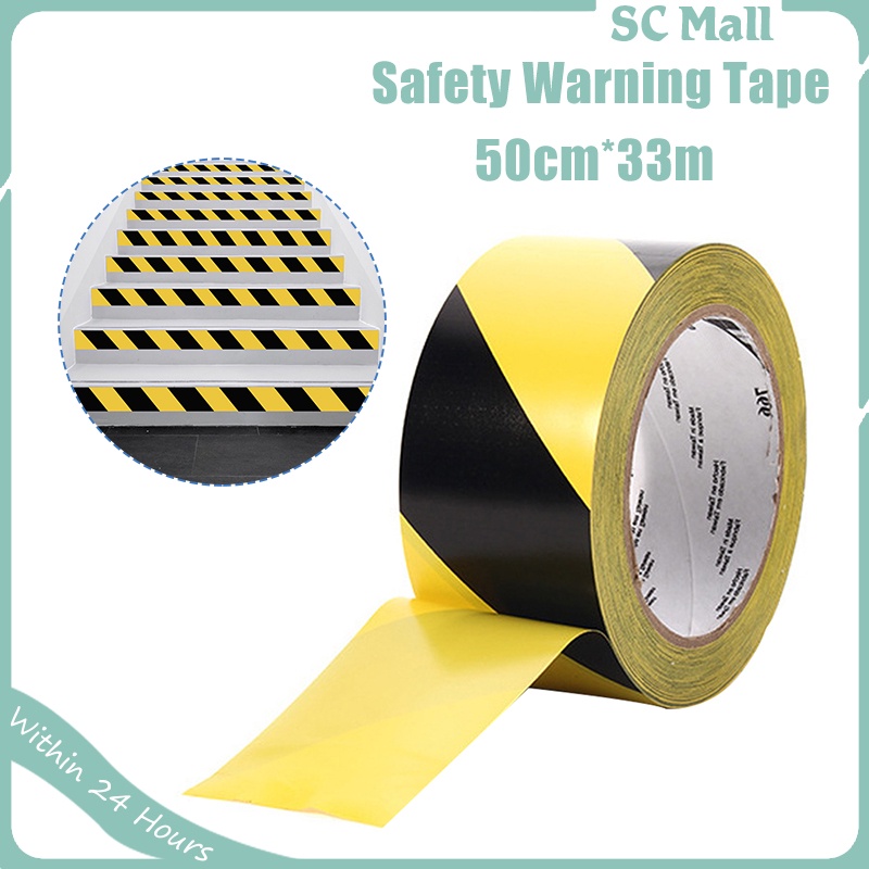 Safety Warning Tape 33m Black & Yellow Safety Stripe Tape PVC Alert ...