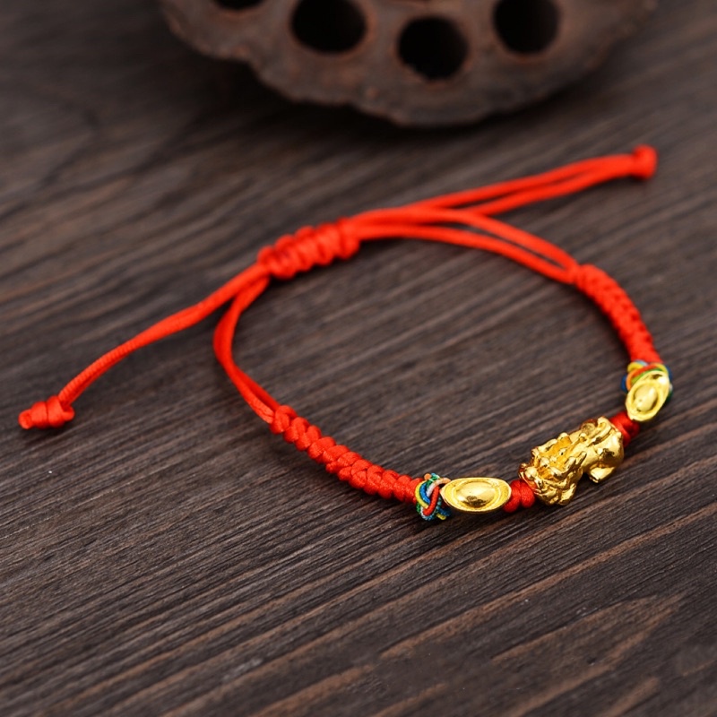 Adjustable Braided Lucky Red String Rope Feng Shui Pixiu PiYao Bracelet ...