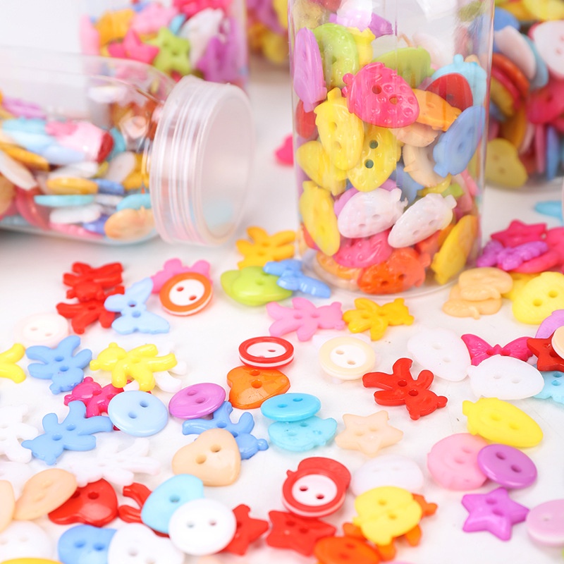 95Pcs Mixed Color Buttons Cartoon Resin Buttons Kindergarten Painted ...