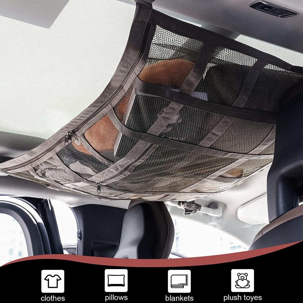 Car Roof Top Ceiling Cargo Storage Net Elastic String Pocket Storage ...