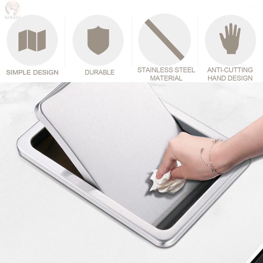 【Domestic】Flush-Mounted Stainless Steel Swing Lid Trash Bin for Kitchen ...
