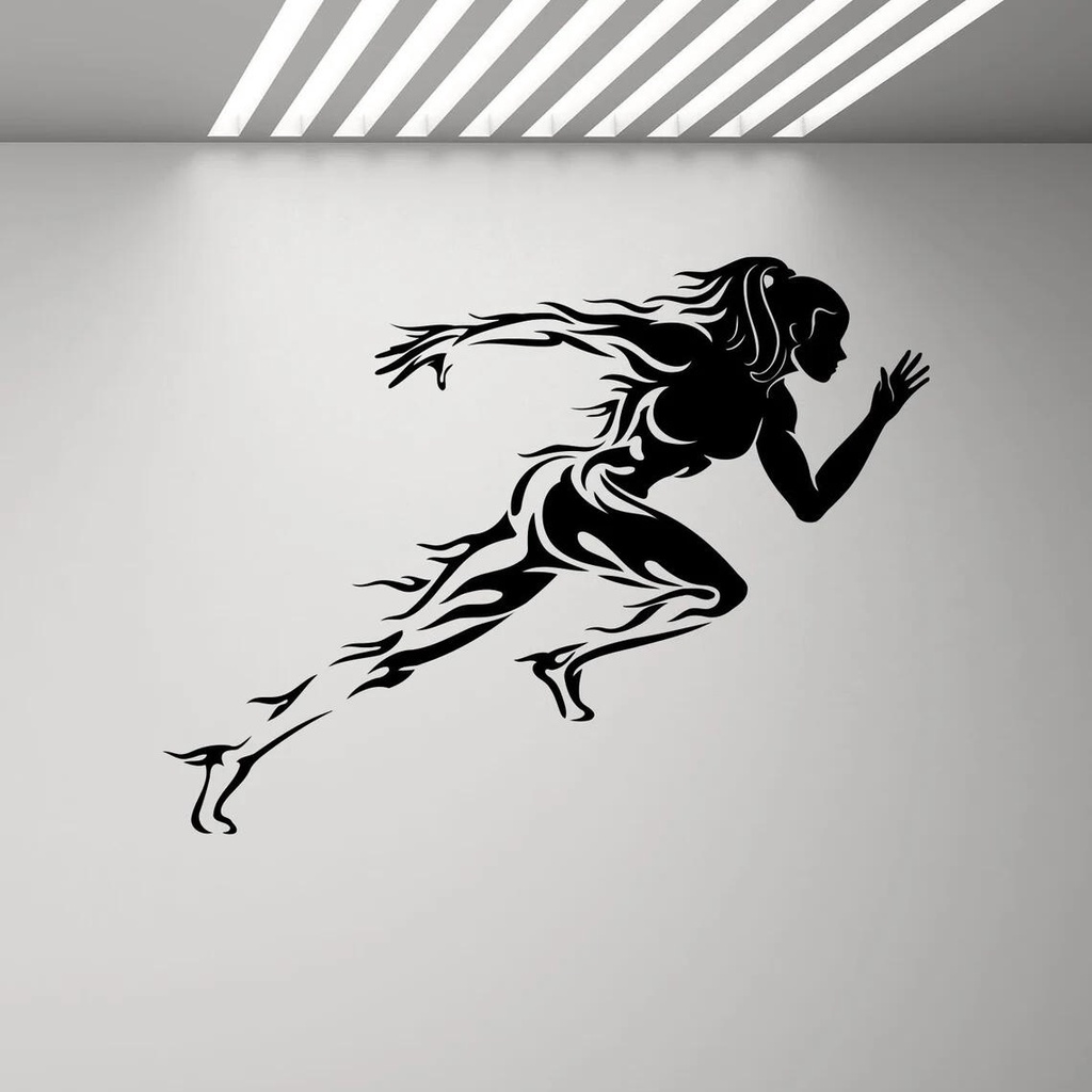 Runner Wall Decal Run Poster Running Girl Sport Fit Motivational Quote ...